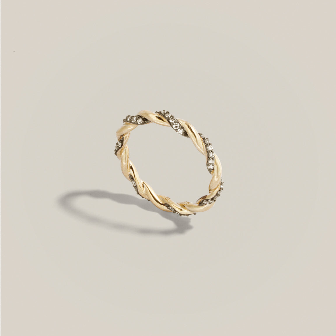 Antique Finish Diamond Rope Ring. 14 karat gold rope rings, Lucy Delius