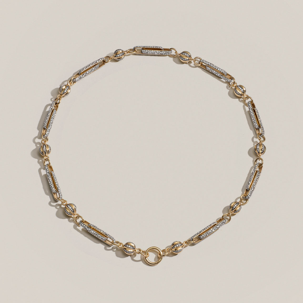 Gold Link Diamond Necklace. Victorian Watch Chain Necklace, Lucy Delius