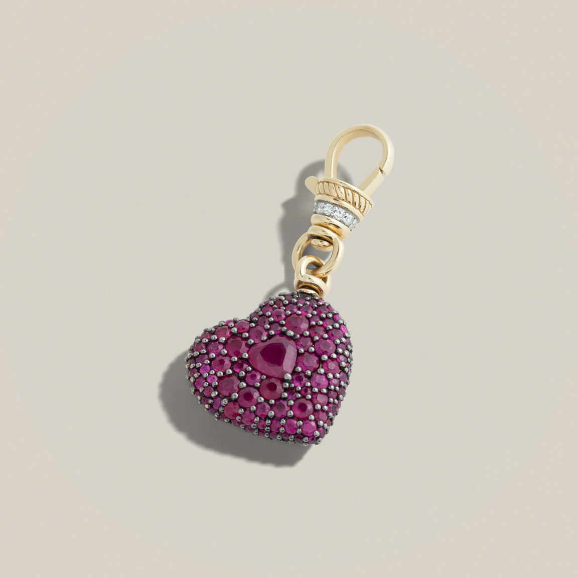 Ruby Chubby Love Pendant. Victorian inspired heart jewellery, Lucy Delius