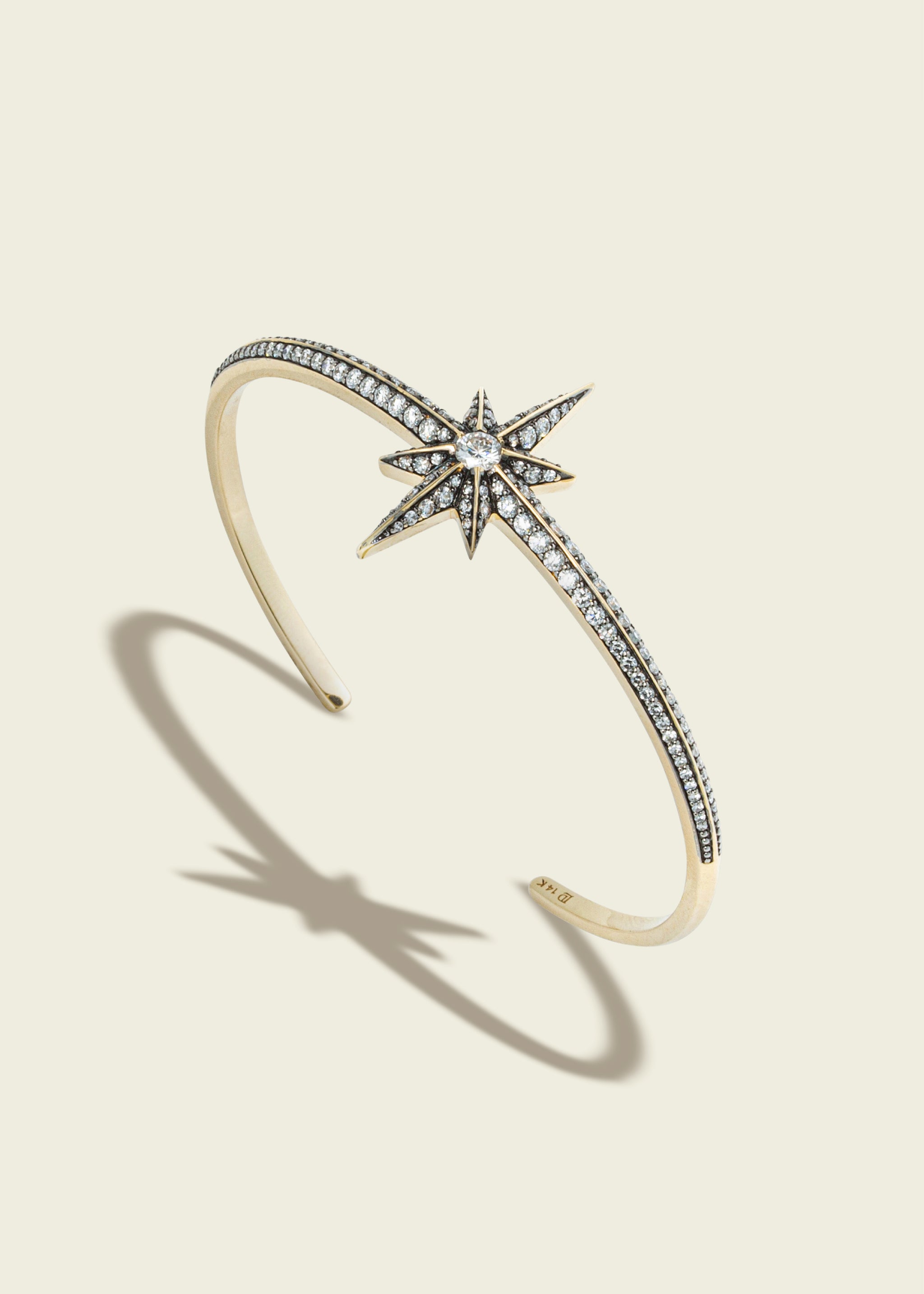 Victorian Star Diamond Bangle. Modern gold and diamond pave jewellery ...